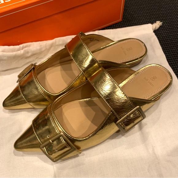 bill blass | Shoes | Anthropologie Bill Blass Sylvia Gold Foil Pointed ...